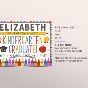 Kindergarten Graduation Sign Editable Template, Pre K Graduation Poster ...