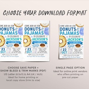 Donuts and Pajamas Birthday Invitation Editable Template, Boy Tween ...