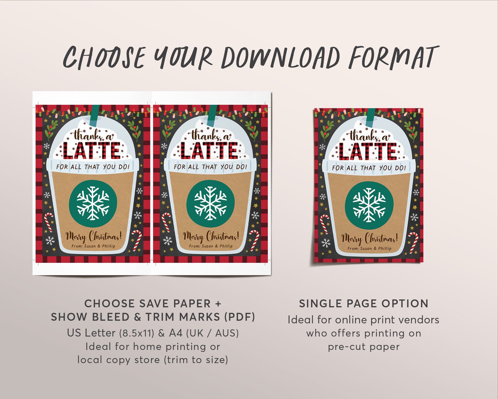 Christmas Coffee Gift Card Holder Editable Template Thanks a - Etsy