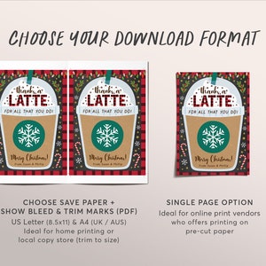Christmas Coffee Gift Card Holder Editable Template, Thanks a Latte ...