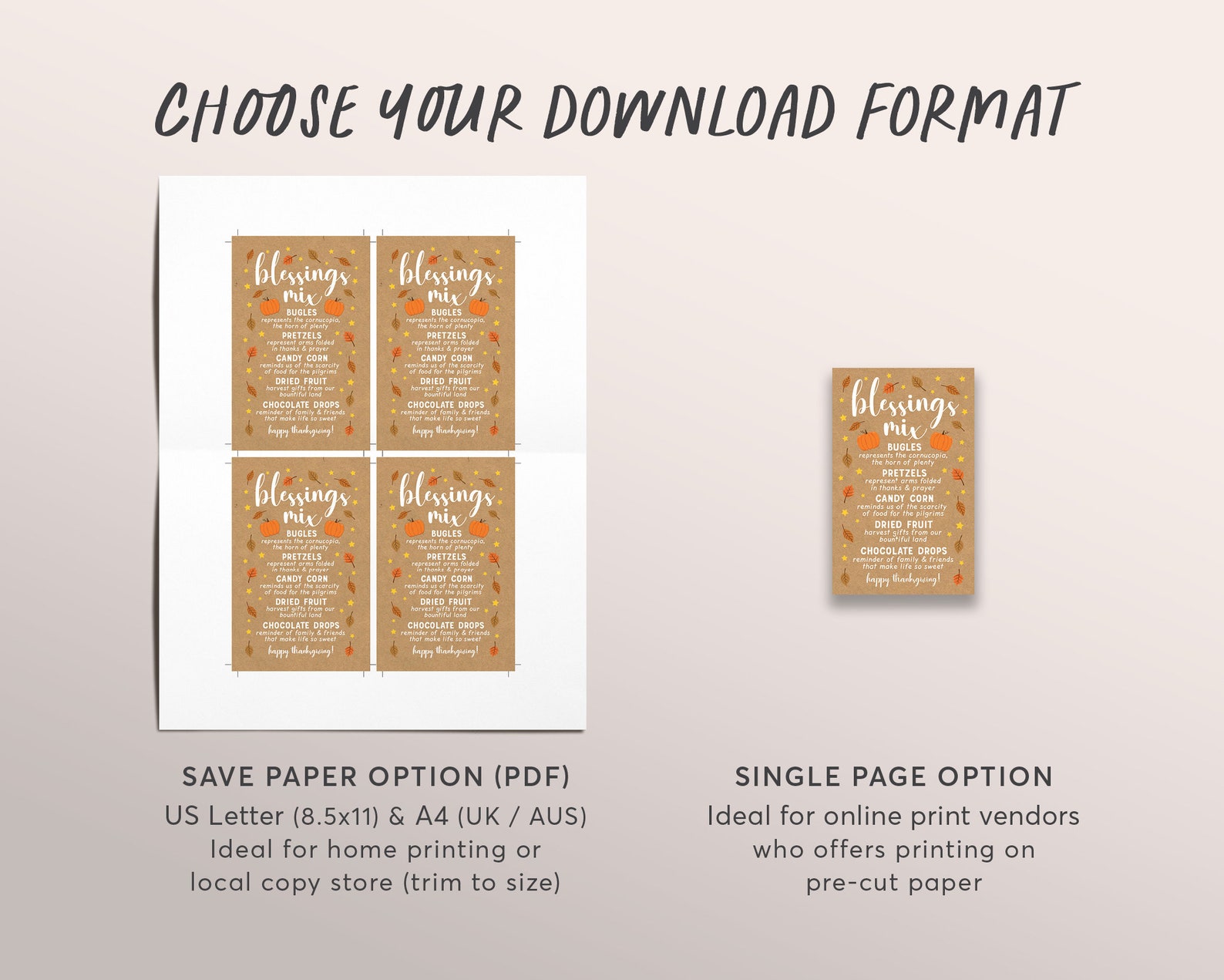 Printable Blessings Mix Gift Tag Editable Template, Thanksgiving Treat ...