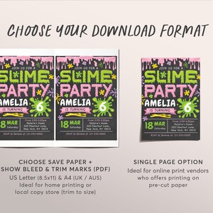 Slime GIRL Birthday Party Invitation Editable Template, Slime Invite ...