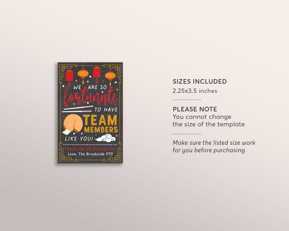 Fortune Cookie Thank You Gift Tags Editable Template Teacher - Etsy