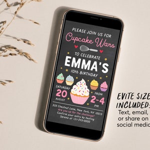 Editable Cupcake Wars Birthday Invitation Template, Cupcake Decorating ...