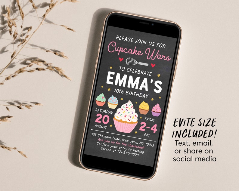 Editable Cupcake Wars Birthday Invitation Template, Cupcake Decorating ...