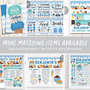 Ice Cream Birthday Menu Sign Editable Template, Girl Birthday Summer ...