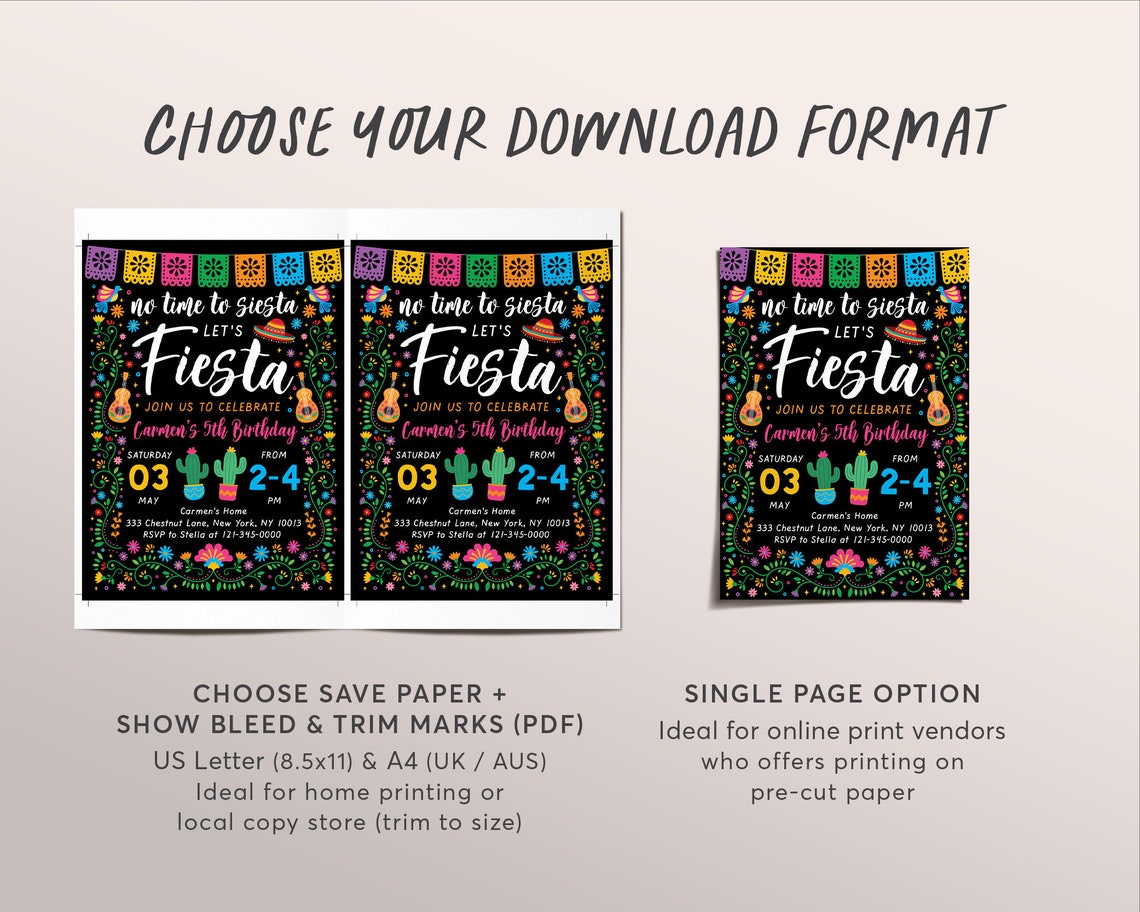 Fiesta Birthday Party Invitation Editable Template Mexican - Etsy