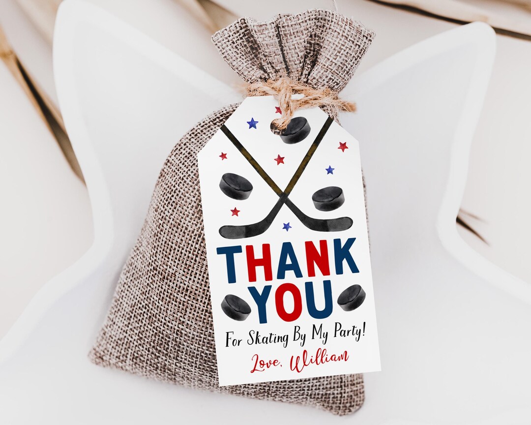 Hockey Birthday Party Favor Tags Editable Template, Ice Hockey Theme ...