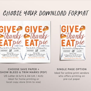 Thanksgiving Dinner Party Invitation Editable Template, Give Thanks Eat ...