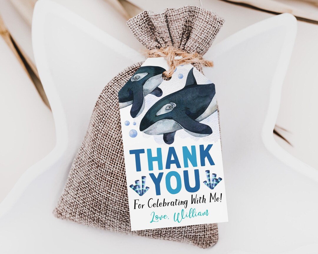 Whale Birthday Party Favor Tags Editable Template, Ocean Animals ...