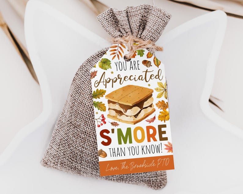 Fall S'mores Gift Tag Editable Template, Appreciated Smore Than You ...