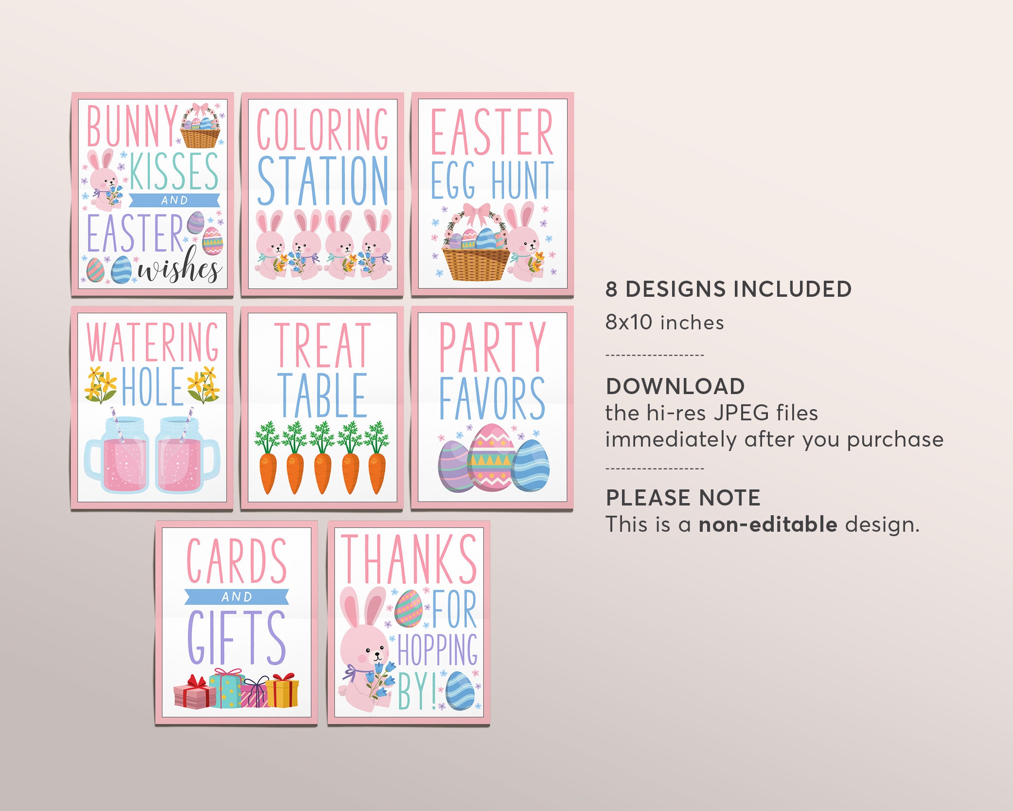 Easter Bunny Spring Signs BUNDLE for Wedding Baby Shower Birthday ...