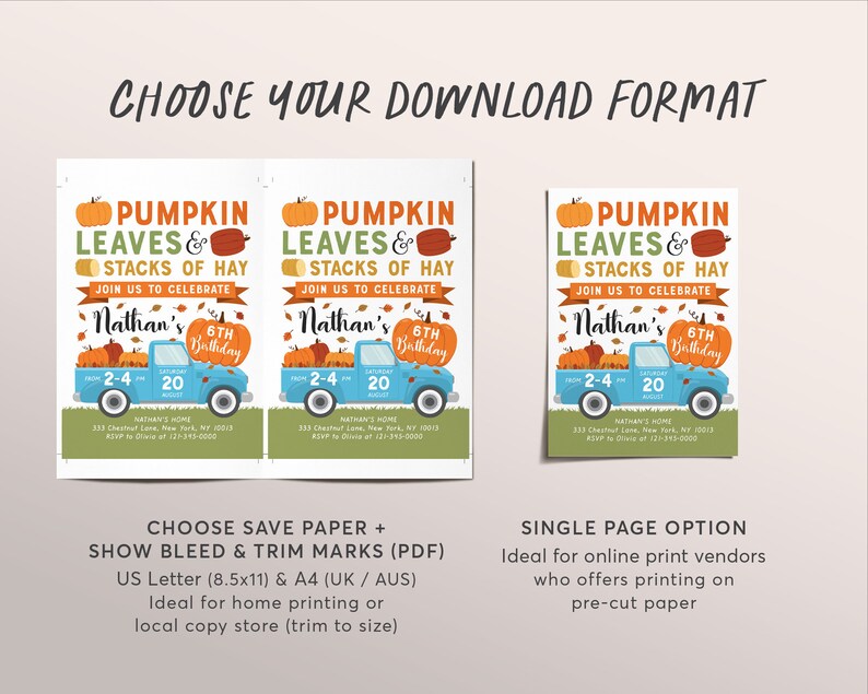 Fall Pumpkin Truck Birthday Invitation Editable Template Boy - Etsy
