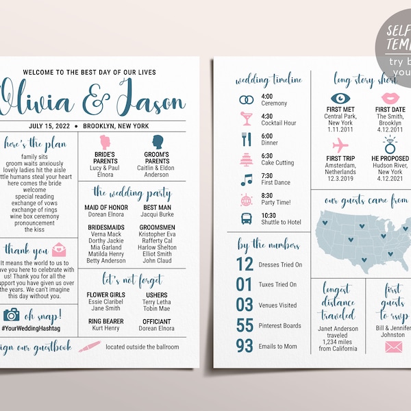 Wedding Program Template Infographic - Etsy