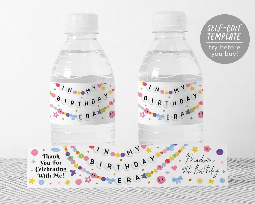 In My Birthday Era Water Bottle Labels Editable Template, Eras ...