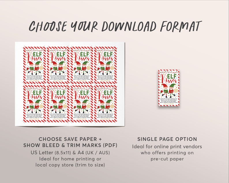 Elf Kisses Tags Editable Template Christmas Elf Kisses Labels - Etsy