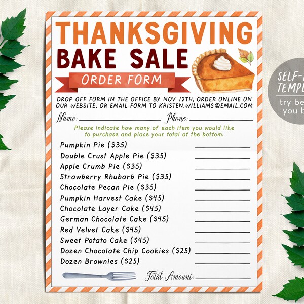 Bakery Order Form - Etsy