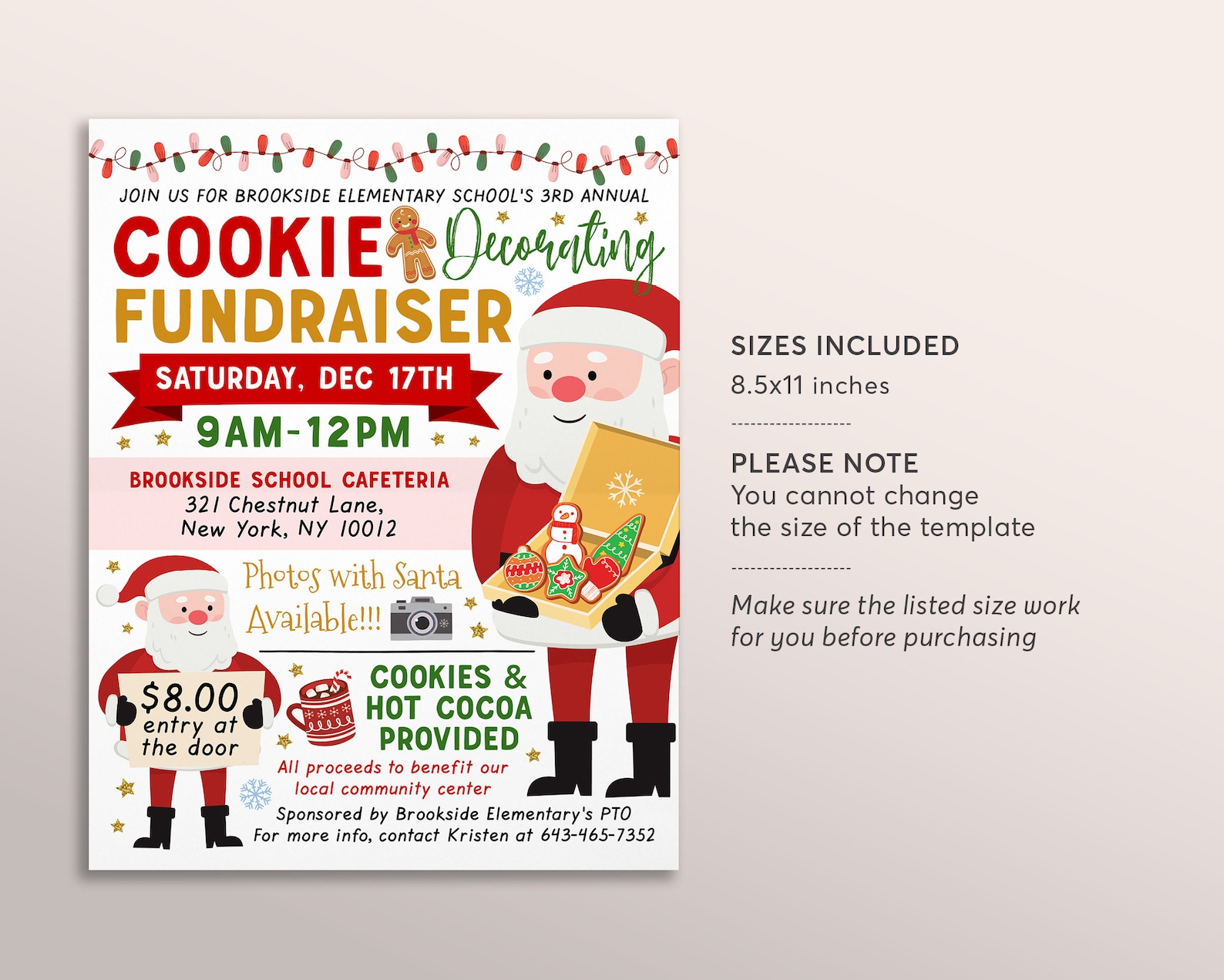 Christmas Cookie Decorating Flyer Editable Template Holiday - Etsy