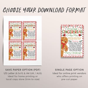 Gingerbread Recipe Christmas Gift Tag Editable Template, Holiday Cookie ...