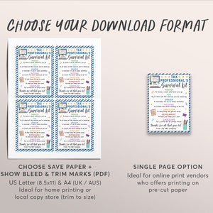 Tax Professional Survival Kit Gift Tags Editable Template, Accountant ...