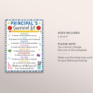 School Principal Survival Kit Editable Template, Principal Appreciation ...