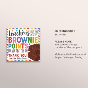 Teachers Like You Deserve Brownie Points Editable Template, Chocolate ...