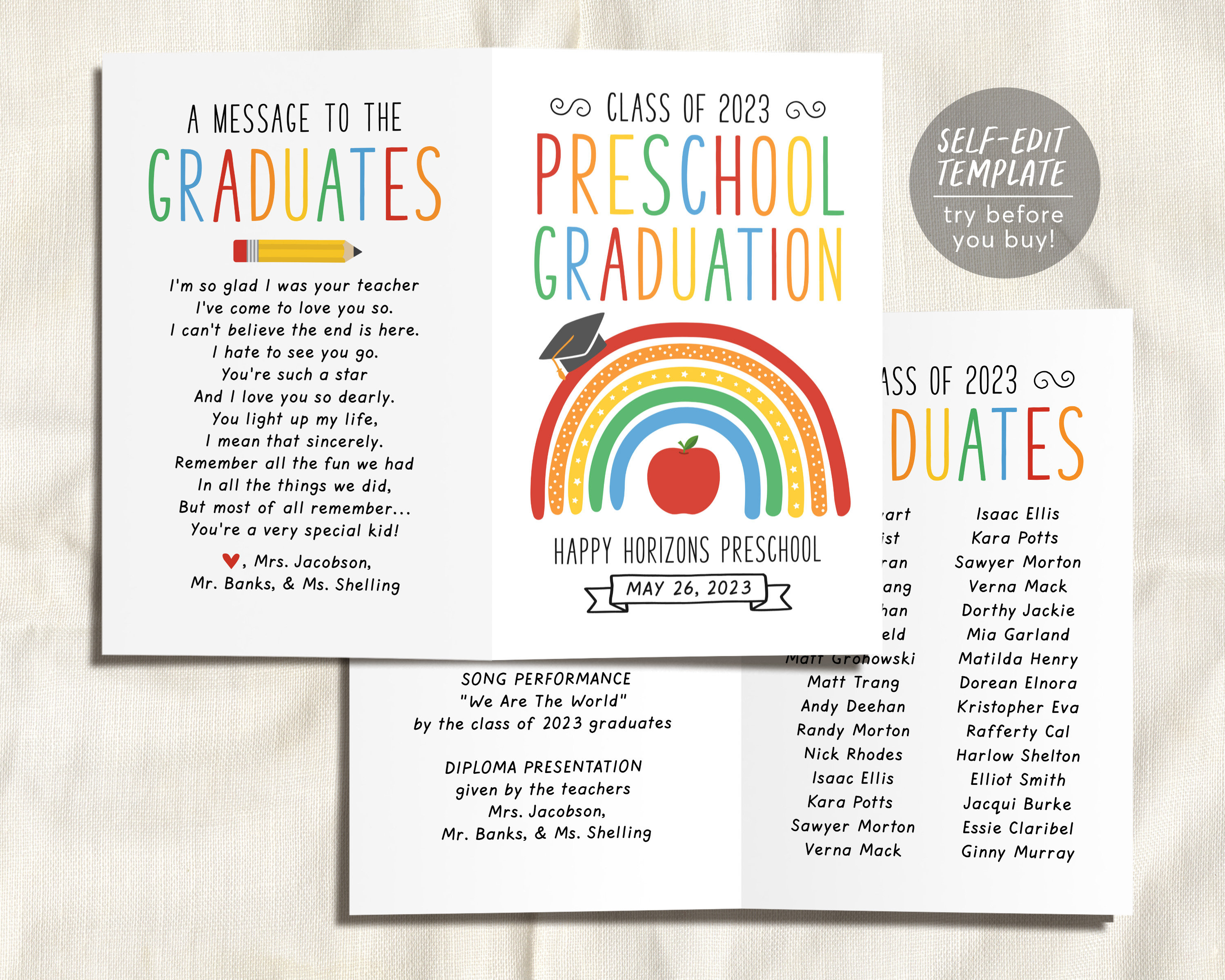 Preschool Graduation Ceremony BUNDLE Editable Template, Pre-k ...