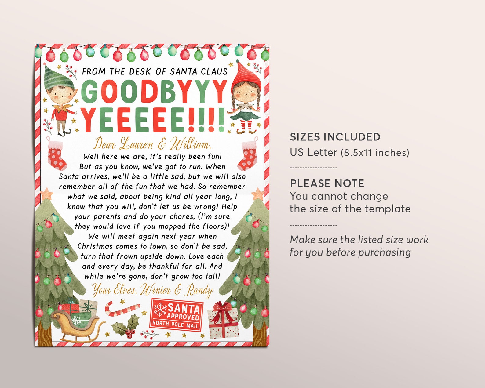 Goodbye Letter From Elf Editable Template, End of Christmas Farewell ...