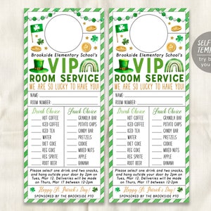 St Patricks Day VIP Room Service Door Hanger Editable Template, Saint ...