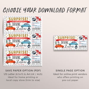 Driving Lessons Gift Certificate Editable Template, Surprise Driving ...