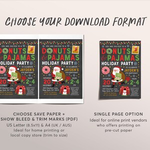 Donuts and Pajamas Party Invitation Editable Template, Holiday Brunch ...