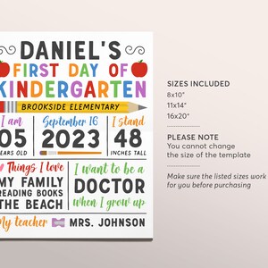 First or Last Day of Kindergarten Sign Editable Template, Back to ...