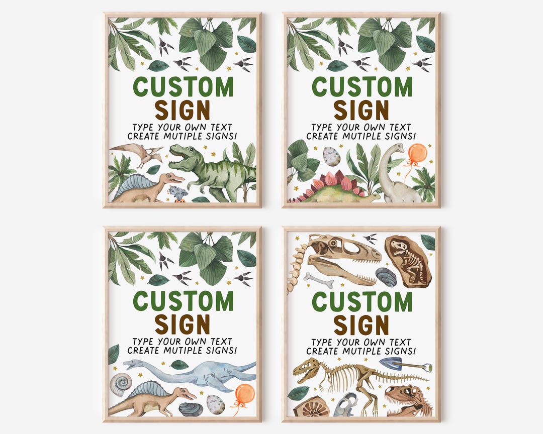 Dinosaur Custom Sign Editable Template, Dino Themed Birthday Party ...