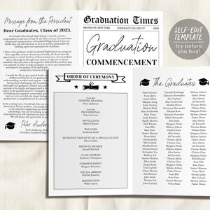 Graduation Program Editable Template, Pamphlet Booklet Newspaper High ...