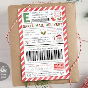 Official Santa Mail Shipping Labels Large Gift Tag Editable Template ...