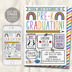 Pre-k Graduation Ceremony BUNDLE Editable Template, Preschool ...