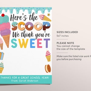 Here's the Scoop Ice Cream Gift Card Holder Editable Template, Last Day ...