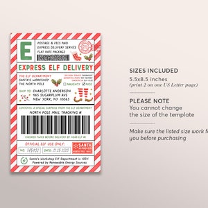 Elf Mail Shipping Labels North Pole Large Gift Tag Editable Template ...