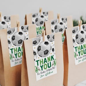 Soccer Birthday Party Favor Tags Editable Template, Soccer Theme Party ...