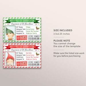 Elf ID Card Editable Template, Lost Boy and Girl Elf License, Santa Cam ...