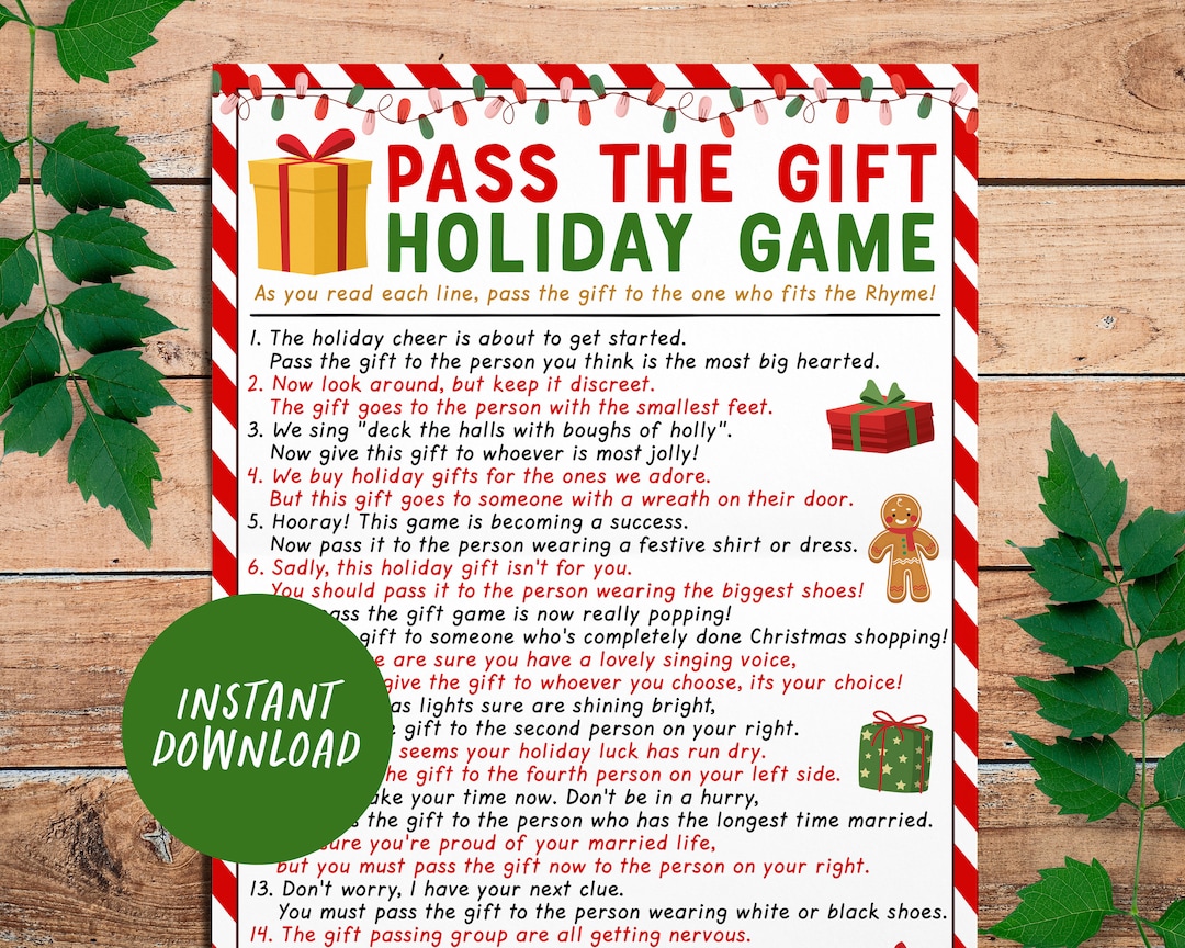 Pass the Gift Holiday Game Printable, Pass the Present Office Coworker ...