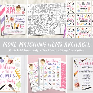 Spa Party Coloring Placemat Tweens Editable Template Pamper Manicure ...
