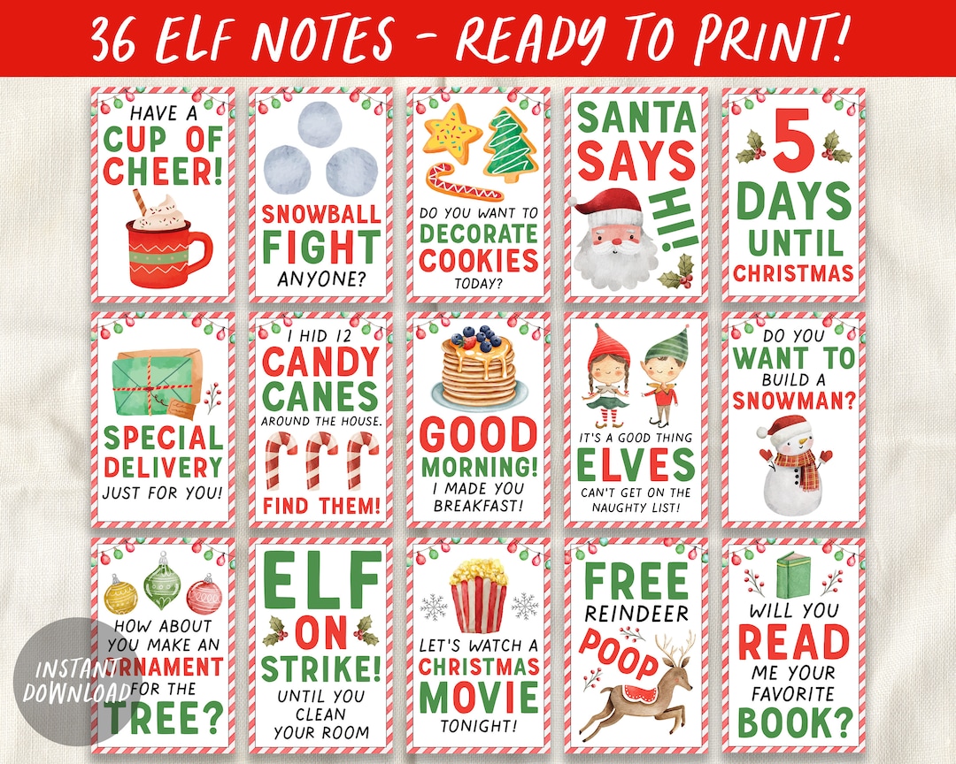 Elf Notes Cards Printable, 2x3 Mini Elf Note, Elves Santa Christmas ...