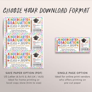 Kindergarten Graduation Ceremony Ticket Editable Template, Class Grad ...