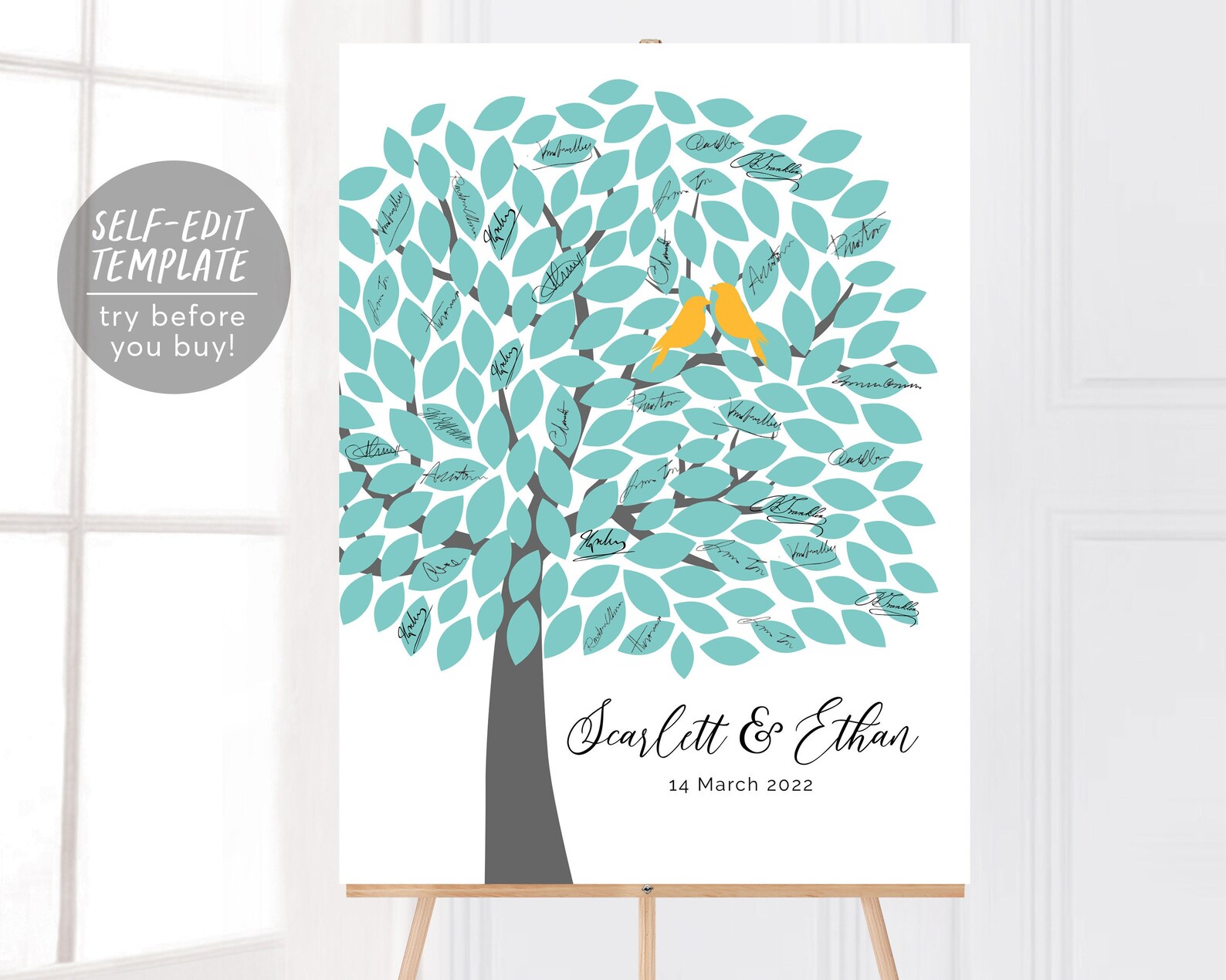 Editable Tree Wedding Guest Book Alternative Template Kissing - Etsy