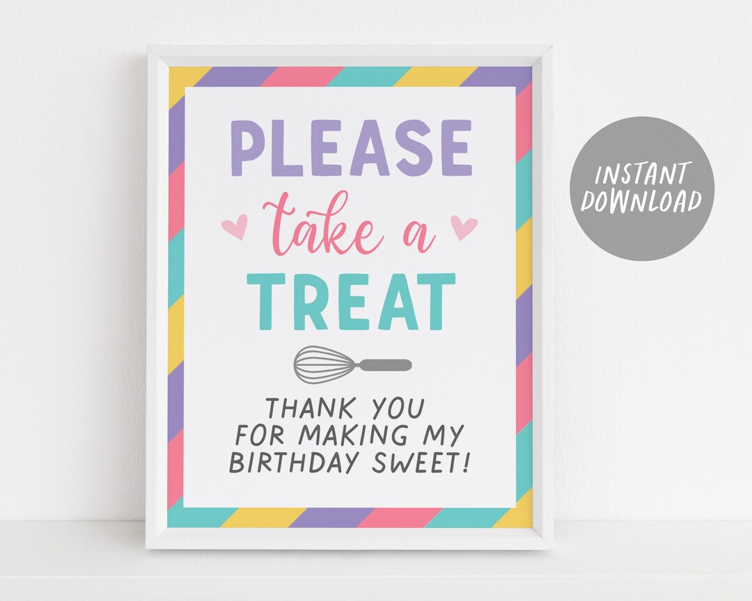 Take A Treat Sign Printable, Kids Baking Sign, Cupcake Decorating ...