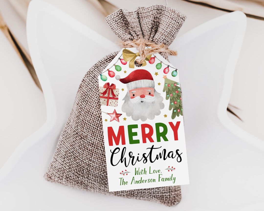 Christmas Favor Tags Editable Template, Santa Holiday Party Thank You ...