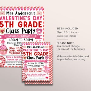 Valentine's Day Class Party Invitation Editable Template, Valentine ...