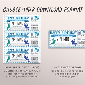 Ziplining Ticket Gift Certificate Ticket Editable Template, Birthday ...