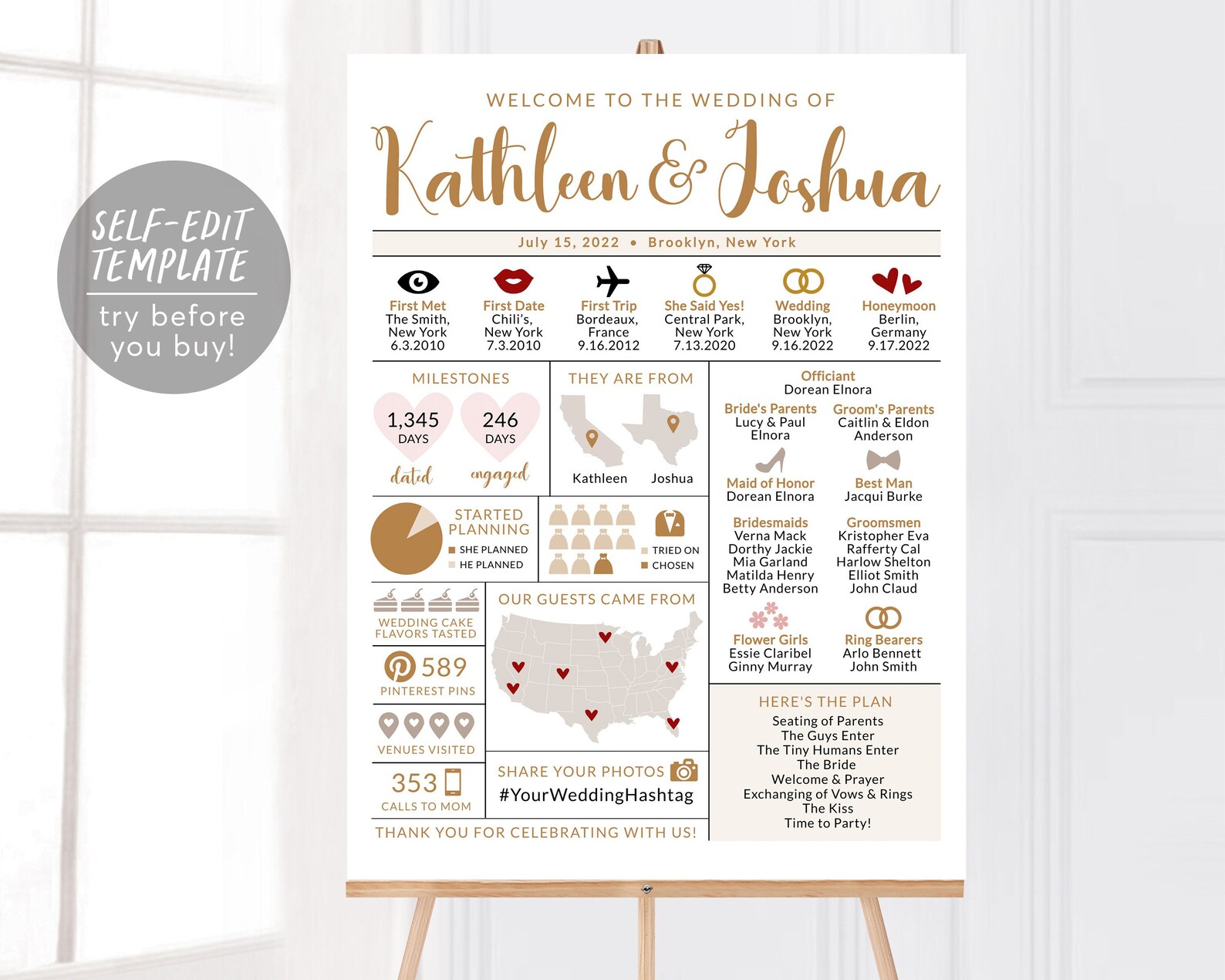 Unique Modern Wedding Program Sign Editable Wedding - Etsy